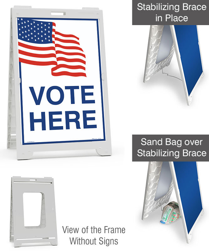 Vote Here Sandwich Board Sign D6560, by SafetySign.com