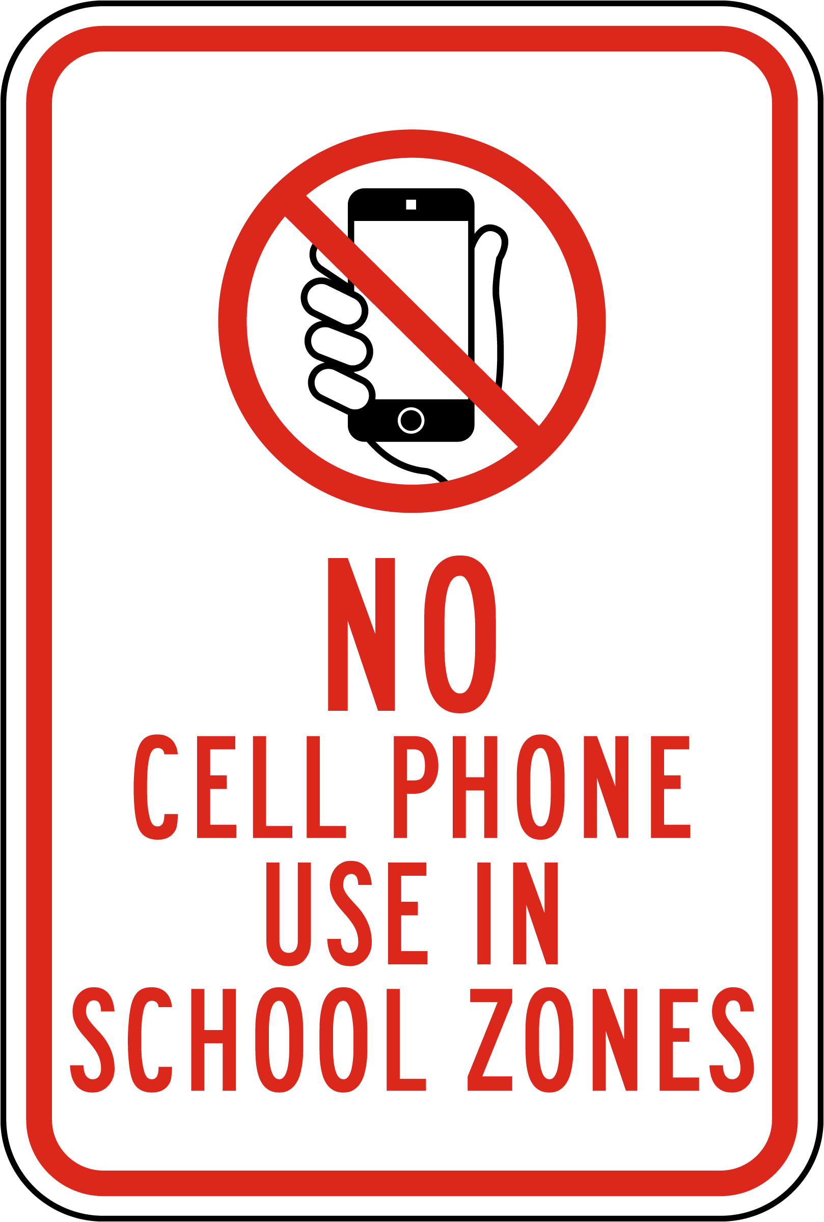 No Cell Phone Use In School Zone Sign - SafetySign.com