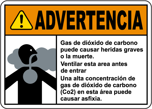 Spanish Warning Carbon Dioxide Gas Concentration Sign Save 10 W Spanish Warning Carbon Dioxide Gas Concentration Sign Save 10 W