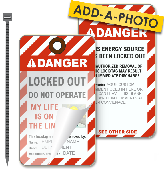 Custom Locked Out Photo Lockout Tag (Package of 25 tags + ties) - Save 10%