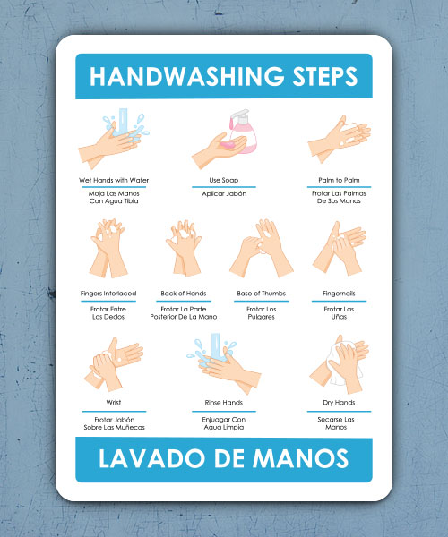 Bilingual Hand Washing the Correct Way Sign D5878BI - by SafetySign.com