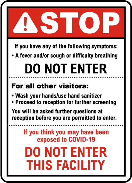 Stop COVID-19 Do Not Enter This Facility Sign - Save 10% Instantly