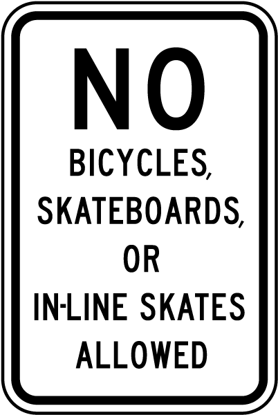 No Skateboards or Bicycles Sign F7424 - by SafetySign.com