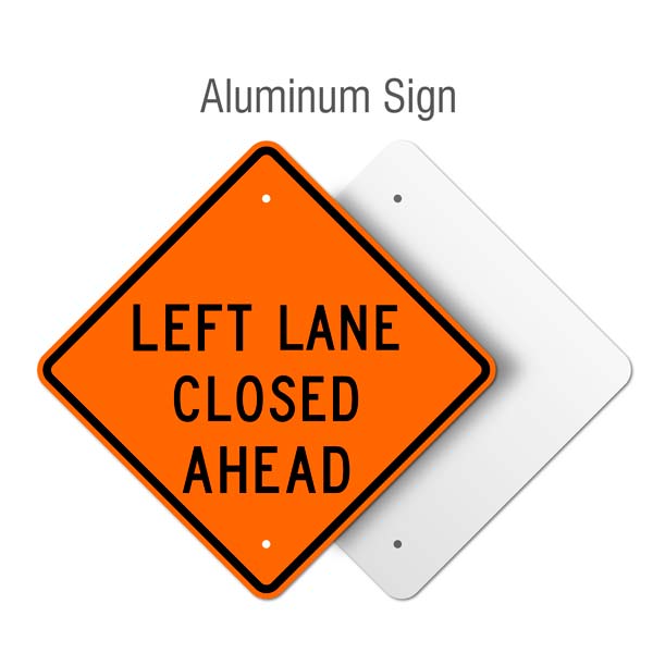 Left Lane Closed Ahead Sign X4600-AHD - by SafetySign.com
