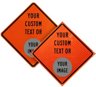 Temporary Road Traffic Sign (Orange Diamond) with Stock or Custom Image ...