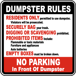 7x8.8inches Vintage Yard Sign No Parking - Do Not Block Dumpster Metal ...