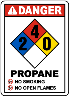Propane Flammable No Smoking Label I5430 - by SafetySign.com