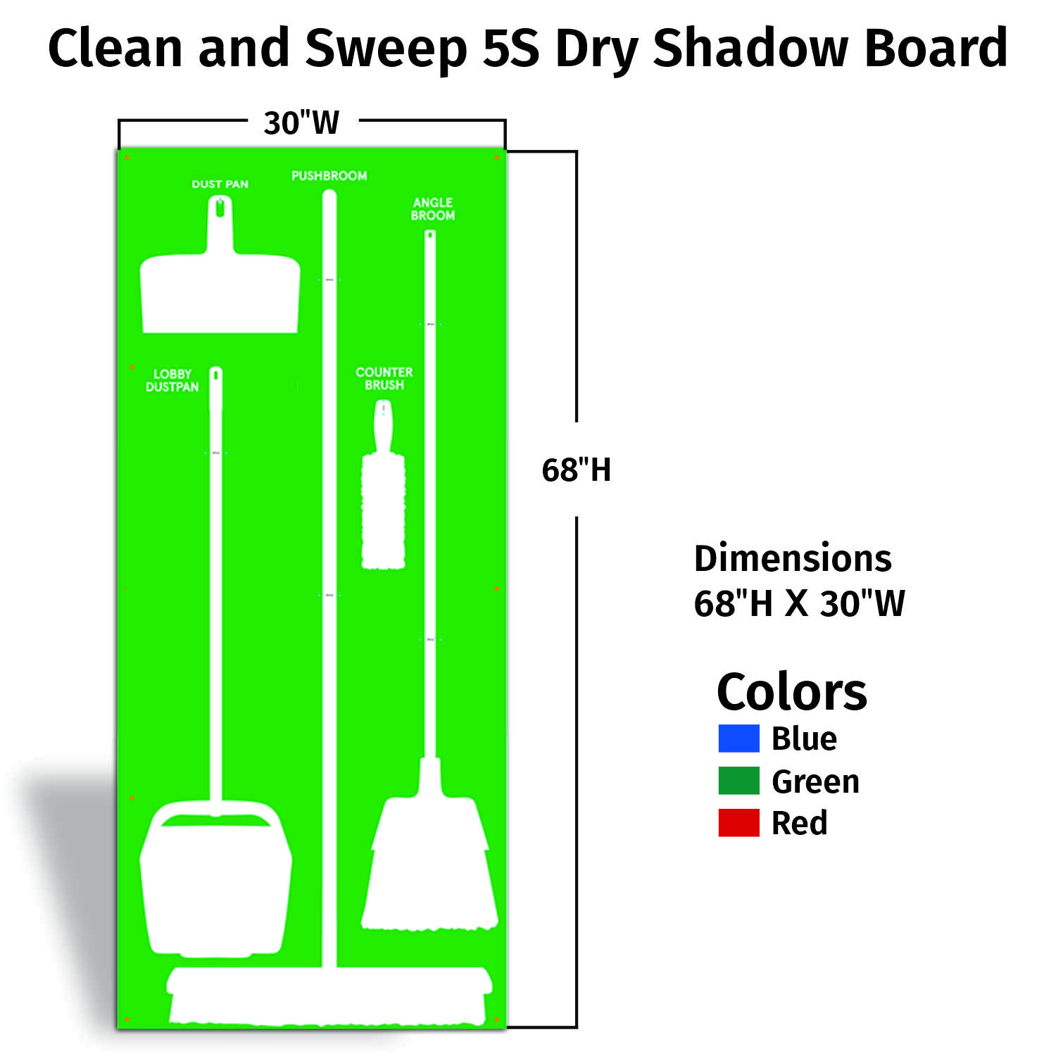 Clean and Sweep 5S Dry Shadow Board Green/Black - Save 10% Online