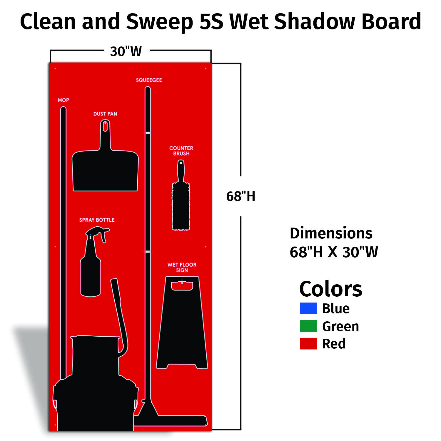 Clean and Sweep 5S Wet Shadow Board Red/White - Save 10% Online