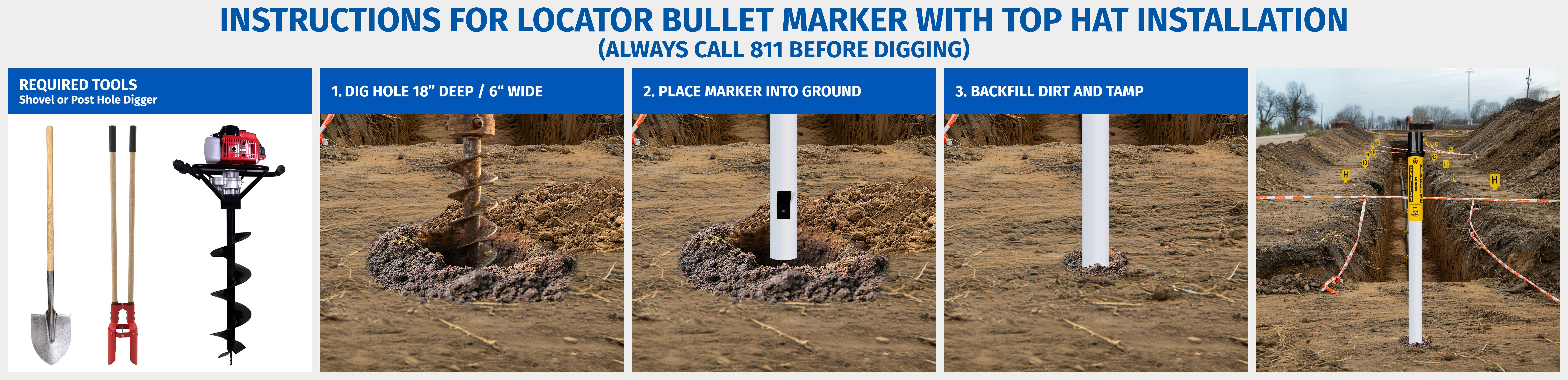Warning Buried Fiber Locator Bullet Marker With Top Hat - Save 10% Online