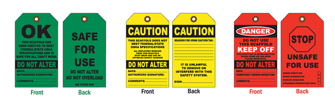 Scaffold Inspection Tags Accuform Scaffolding Tags By-the-Roll - OSHA ...